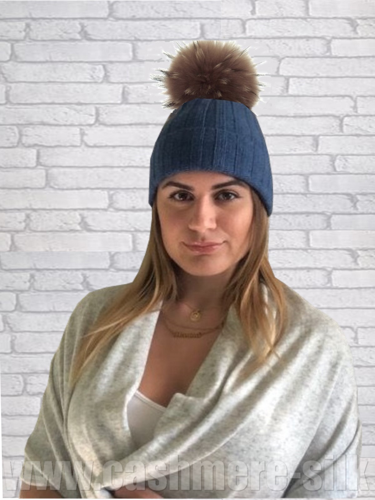 bonnet pompon fourrure cachemire